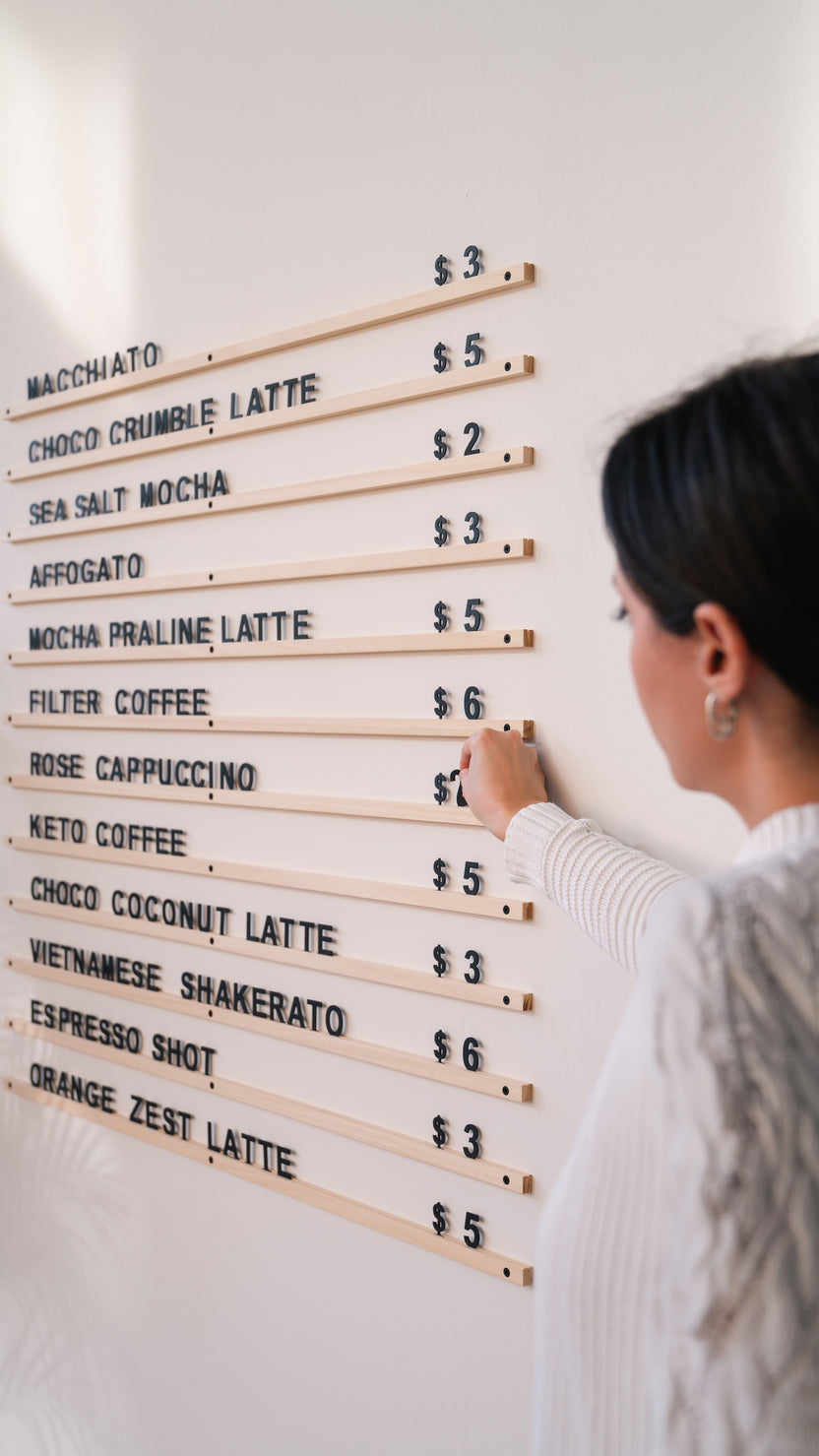 Wall Mounted Menu Board, Cafe Menu Display, Changeable Menu Board ...